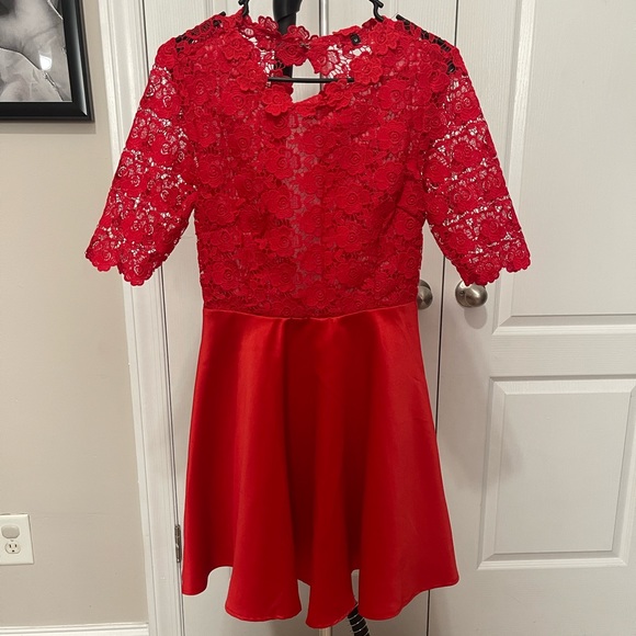 Dresses | Fire Red Lace Openback Dress | Poshmark